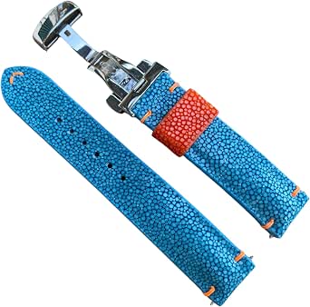 Amazon.com: Genuine Blue Stingray Leather Skin Watch Strap Band ...