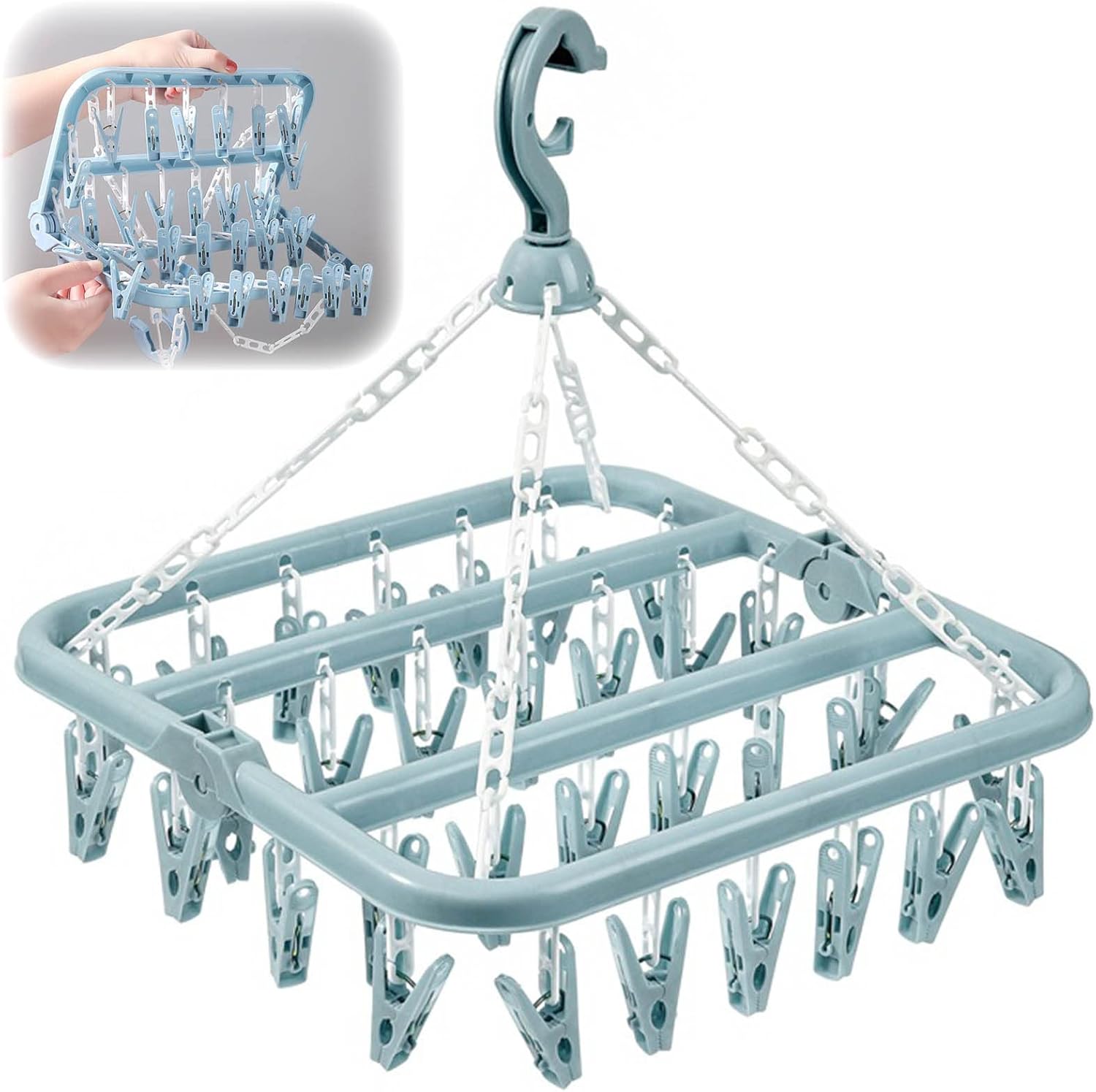 MENFENG Clothes Drying Hanger and Drip Foldable Hanging Sock Rack（32 ...