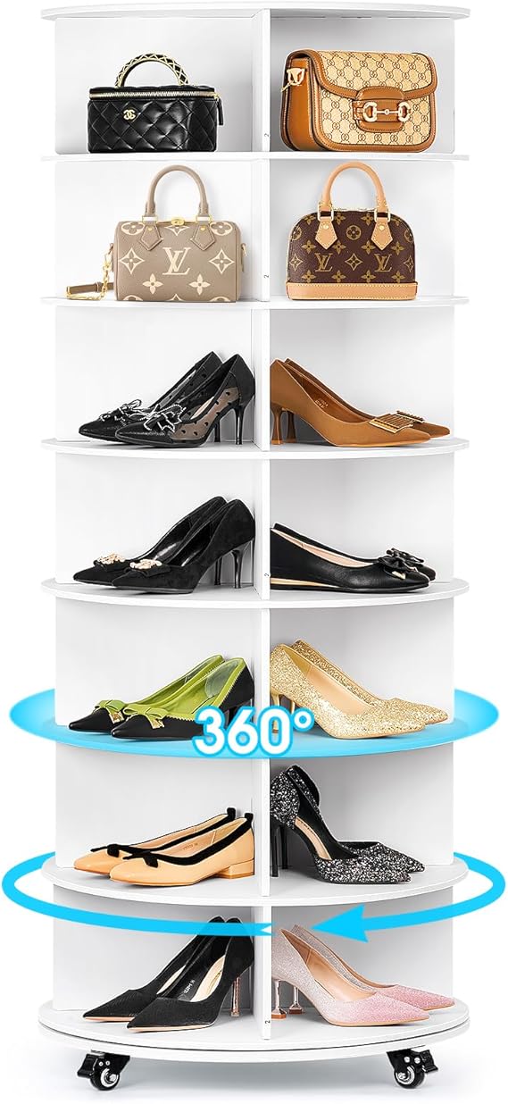 Amazon.com: ABTOR 7 Tier 360° Rotating Shoe Rack Tower, Spinning Shoe ...