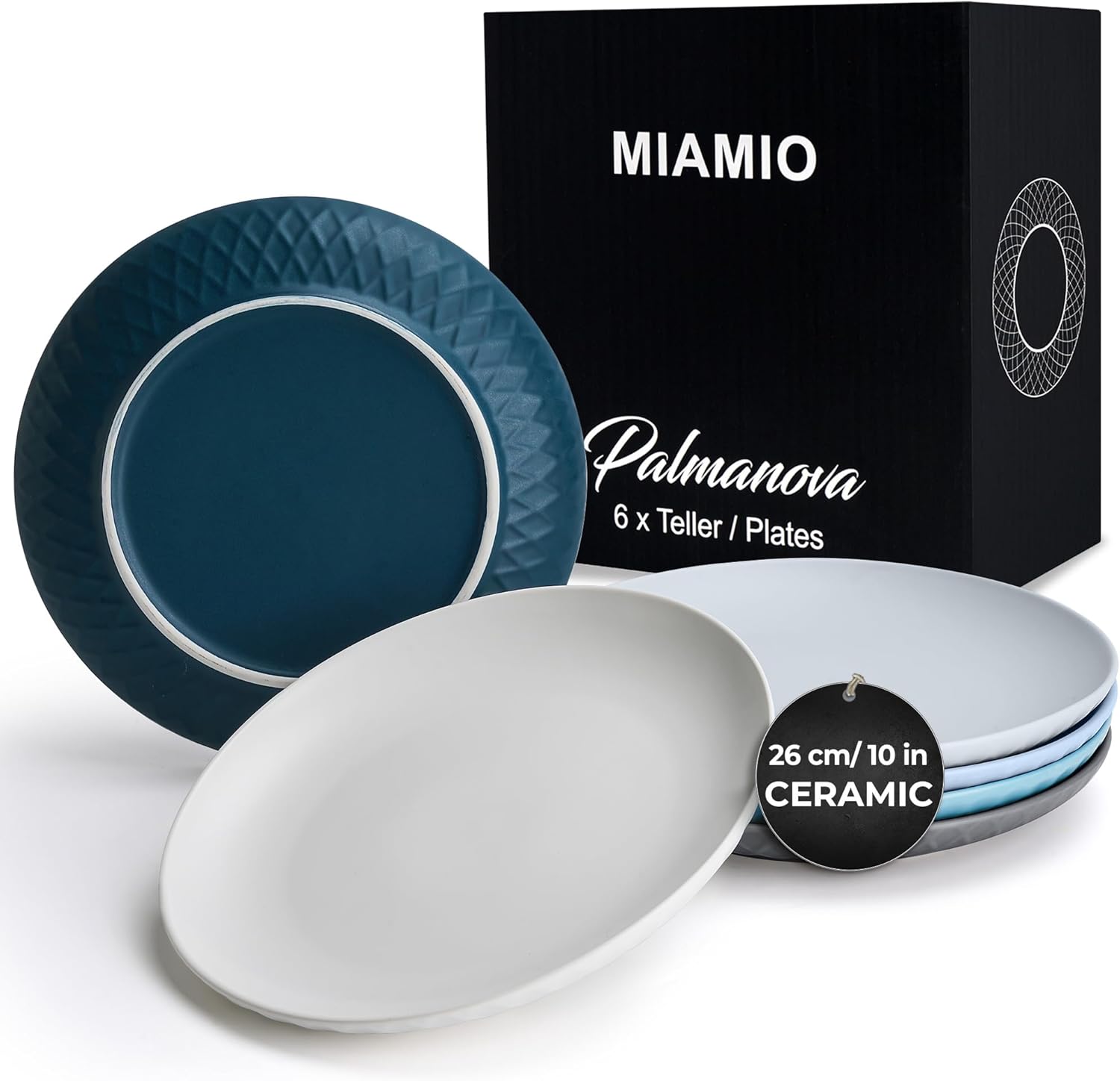 Amazon.com | MIAMIO – Plates Set of 6 / Modern Plate Set made of ...