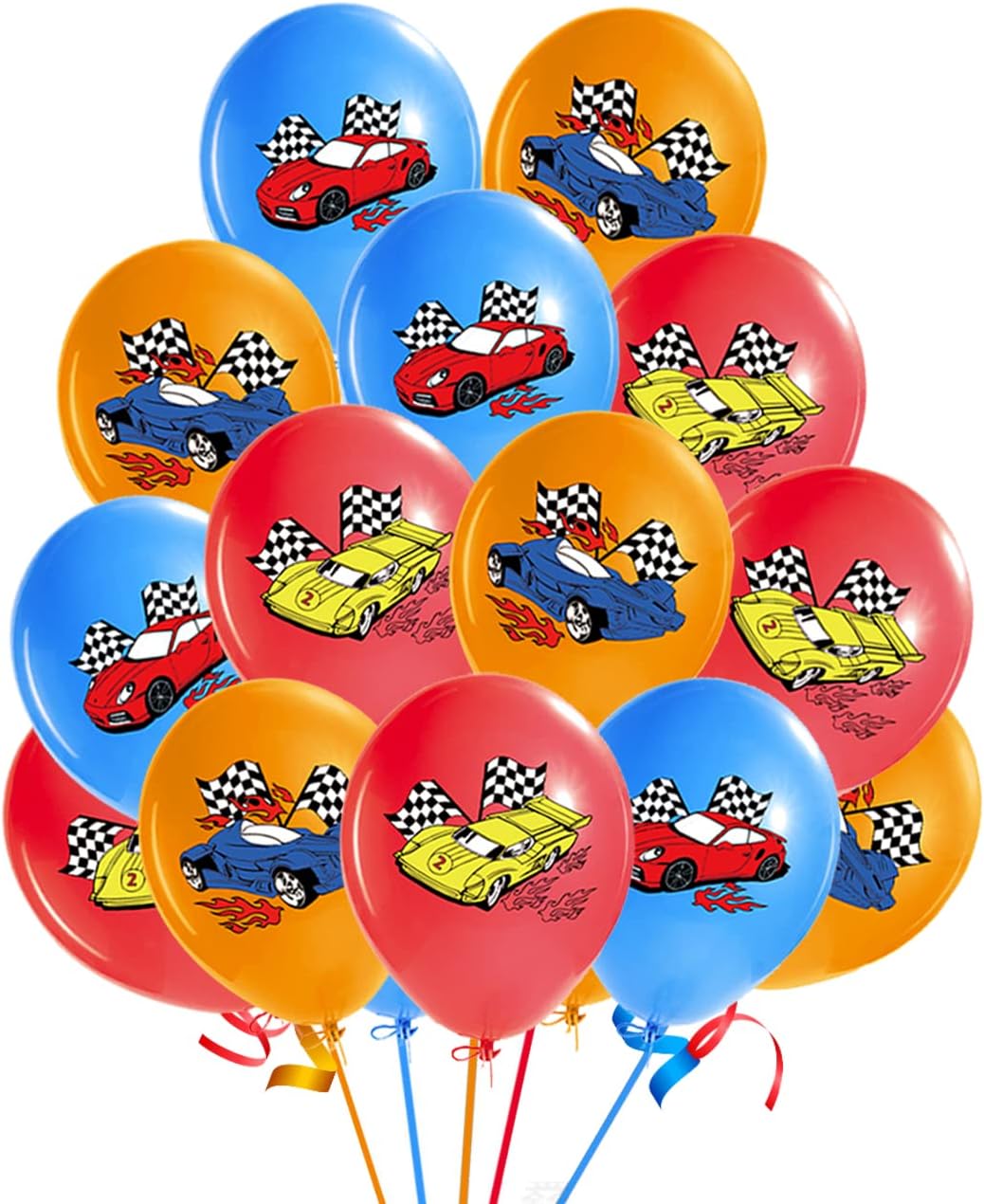Racing Car Latex Balloons-Tomicy 24 Pcs Black White Checkered Flag ...
