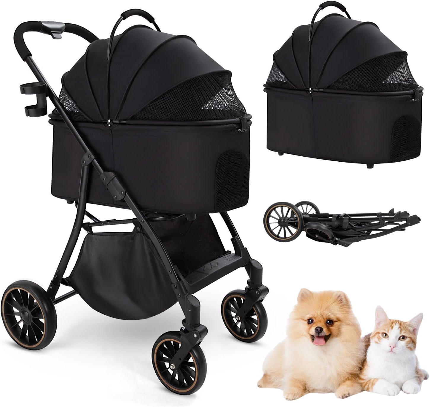 Amazon.com: Bicystar Pet Stroller for Small Dogs Cats with Wheels ...