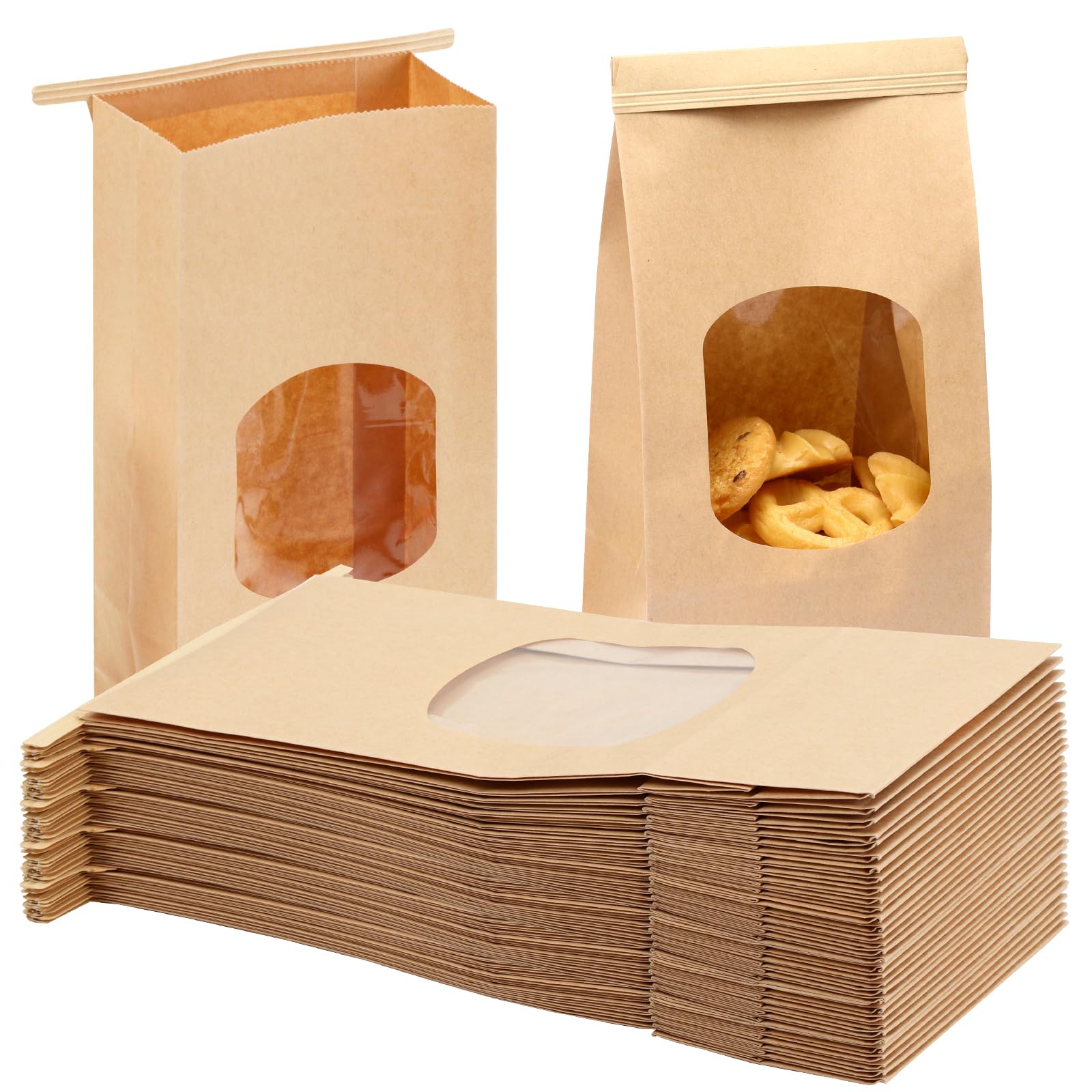 Amazon.com: Moretoes 100pcs Bakery Bags with Window, 4.5x2.36x9.6in ...