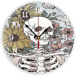 Amazon.com: Vcjta Wall Clocks Sunflower Dead of Skull Classic Silent ...