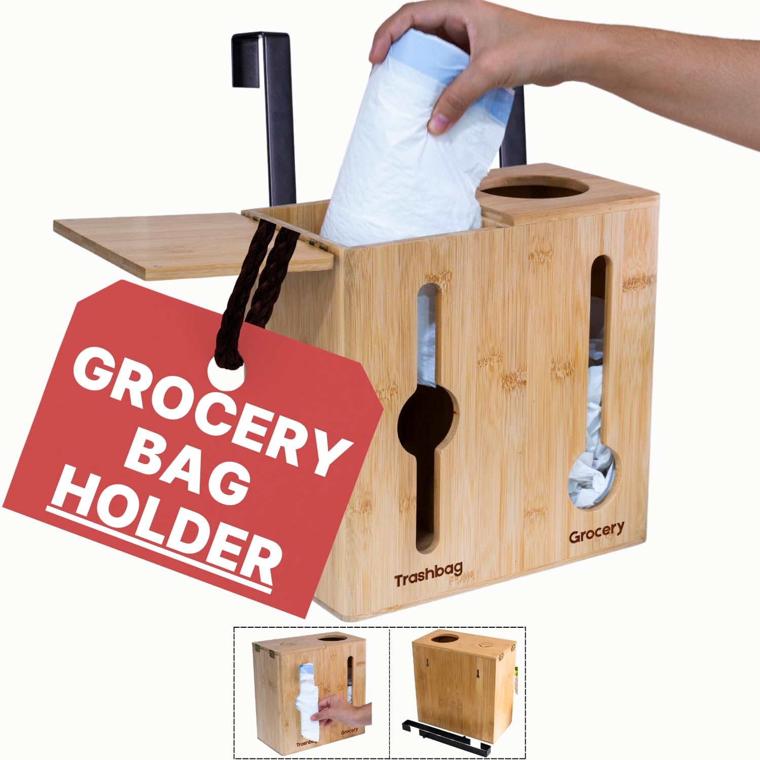 Amazon.com: Trash Bag Holder & Dispenser - Grocery Bag Holder for ...