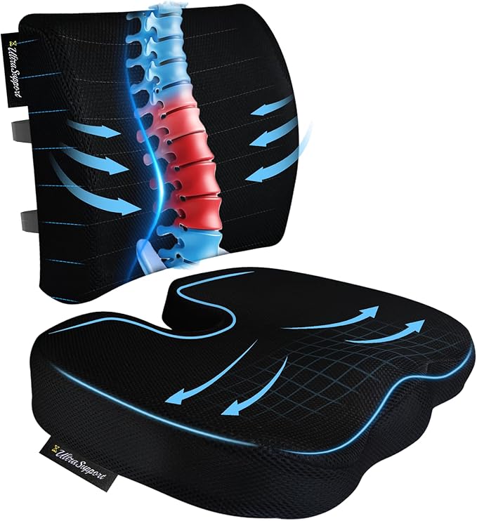 Amazon.com: assountgh Seat Cushion &Office Chair Cushion,Lumbar Support ...