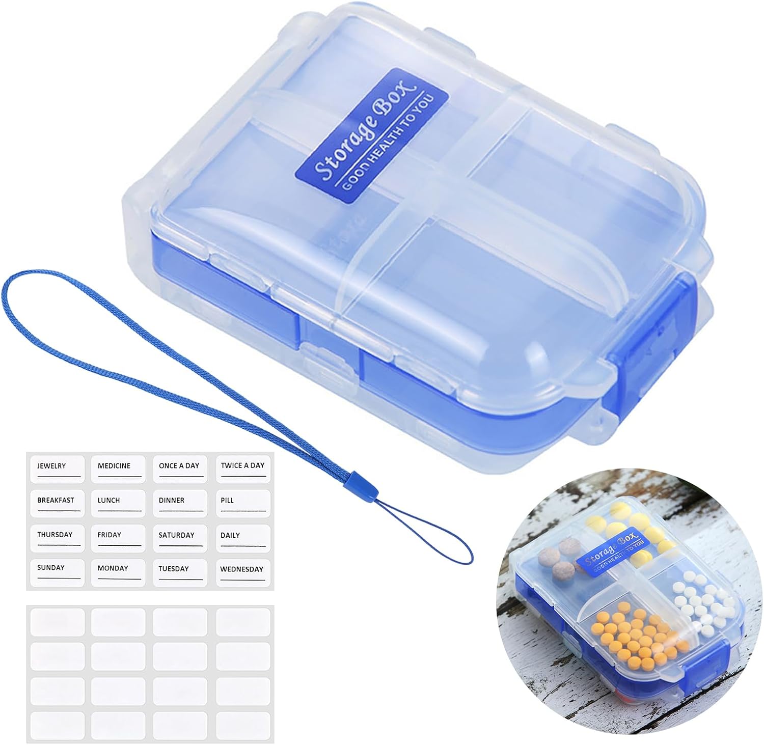 Amazon.com: ATONLY Travel Pill Organizer, 8 Compartments Large ...