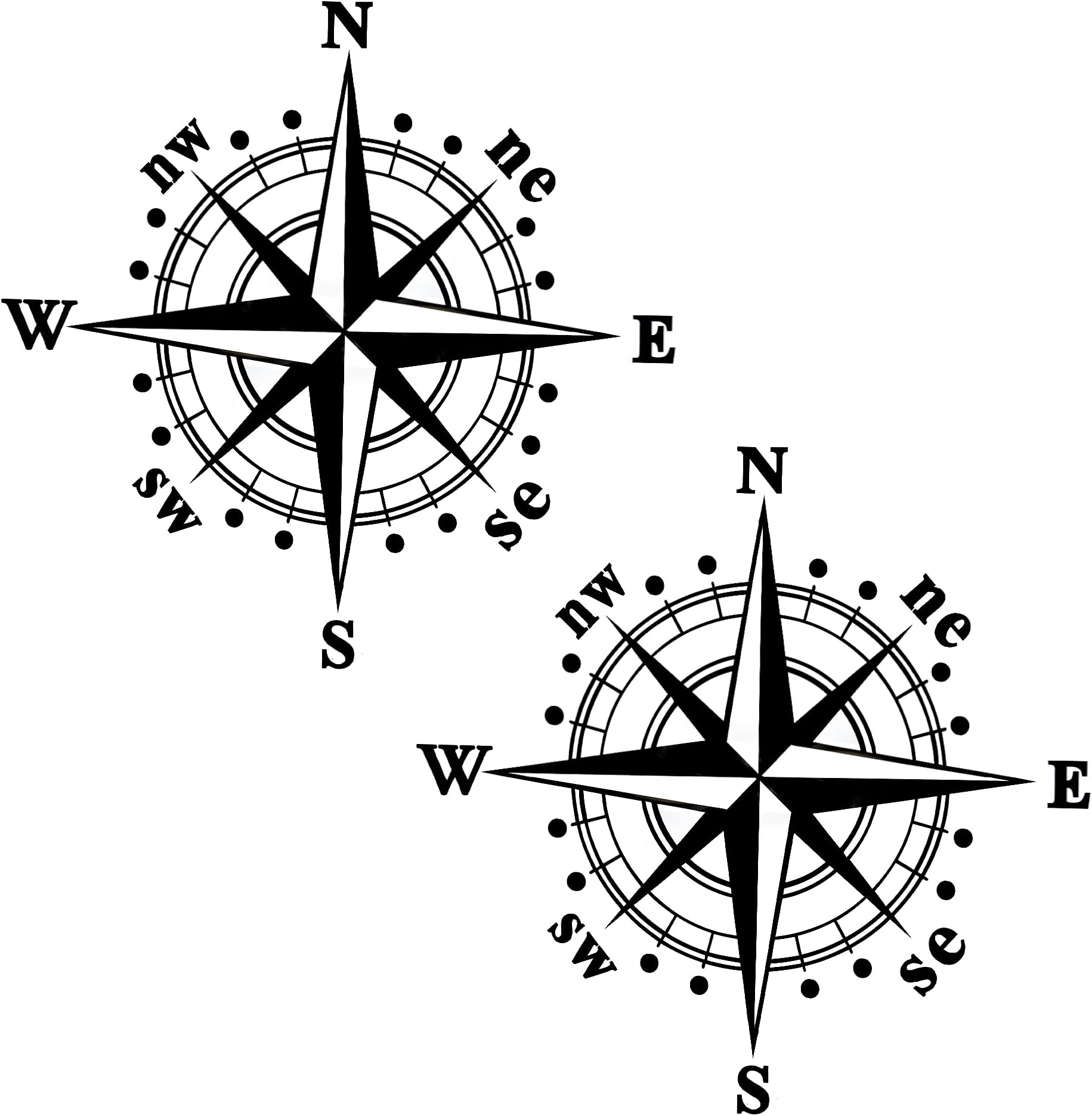 greestick Sticker Compass 15 x 15 cm Black by Sticker Windrose Compass ...