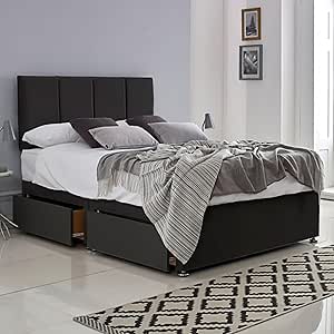 ComfoRest - Contemporary 4FT Small Double Divan Bed with 2 Drawers ...