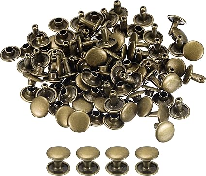 Amazon.com: uxcell 100 Sets Leather Rivets, 9mm Double Cap Rivets 8mm ...