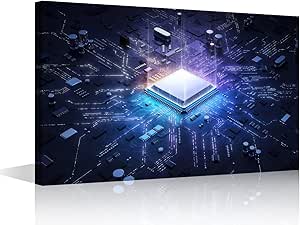 Amazon.com: TUMOVO Wall Decor CPU Concept Canvas Wall Art Glowing CPU ...
