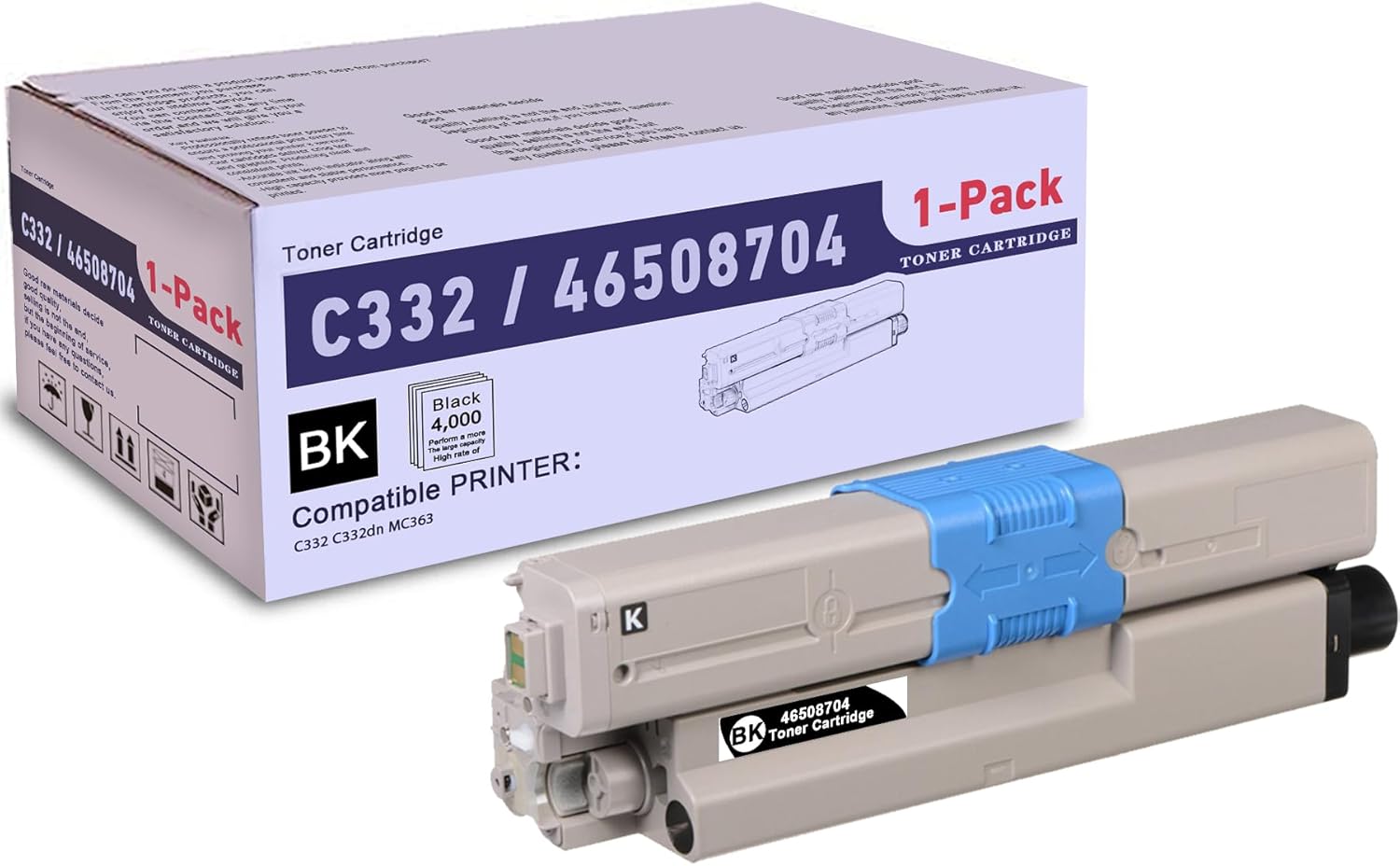 Amazon.com: SLIKIA 1 Pack Black 46508704 Compatible C332 Toner ...