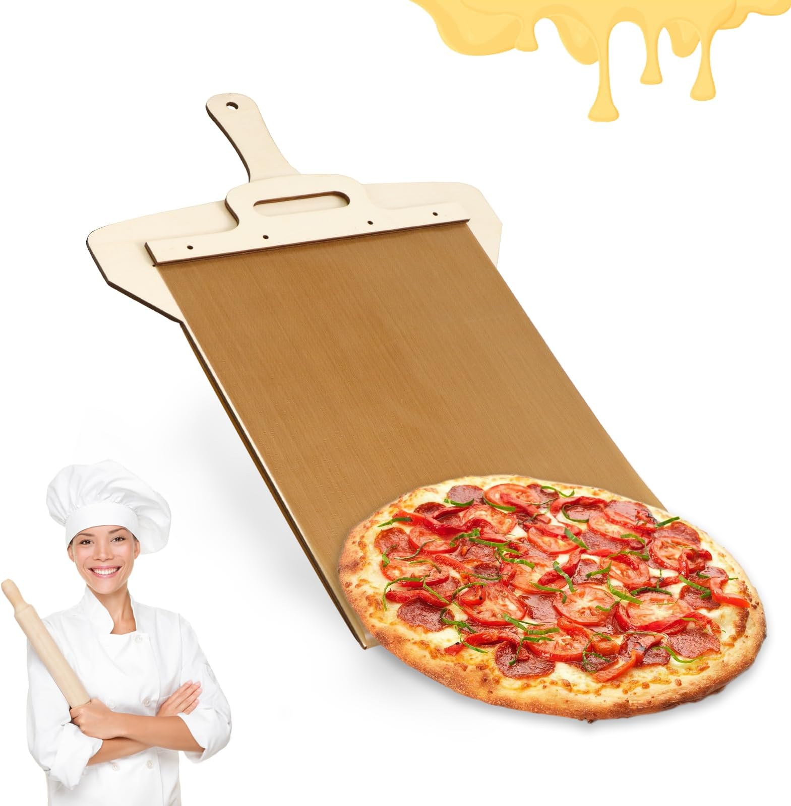 Amazon.com: Sliding Pizza Peel, Pizza Paddle Spatula With Wooden Handle ...