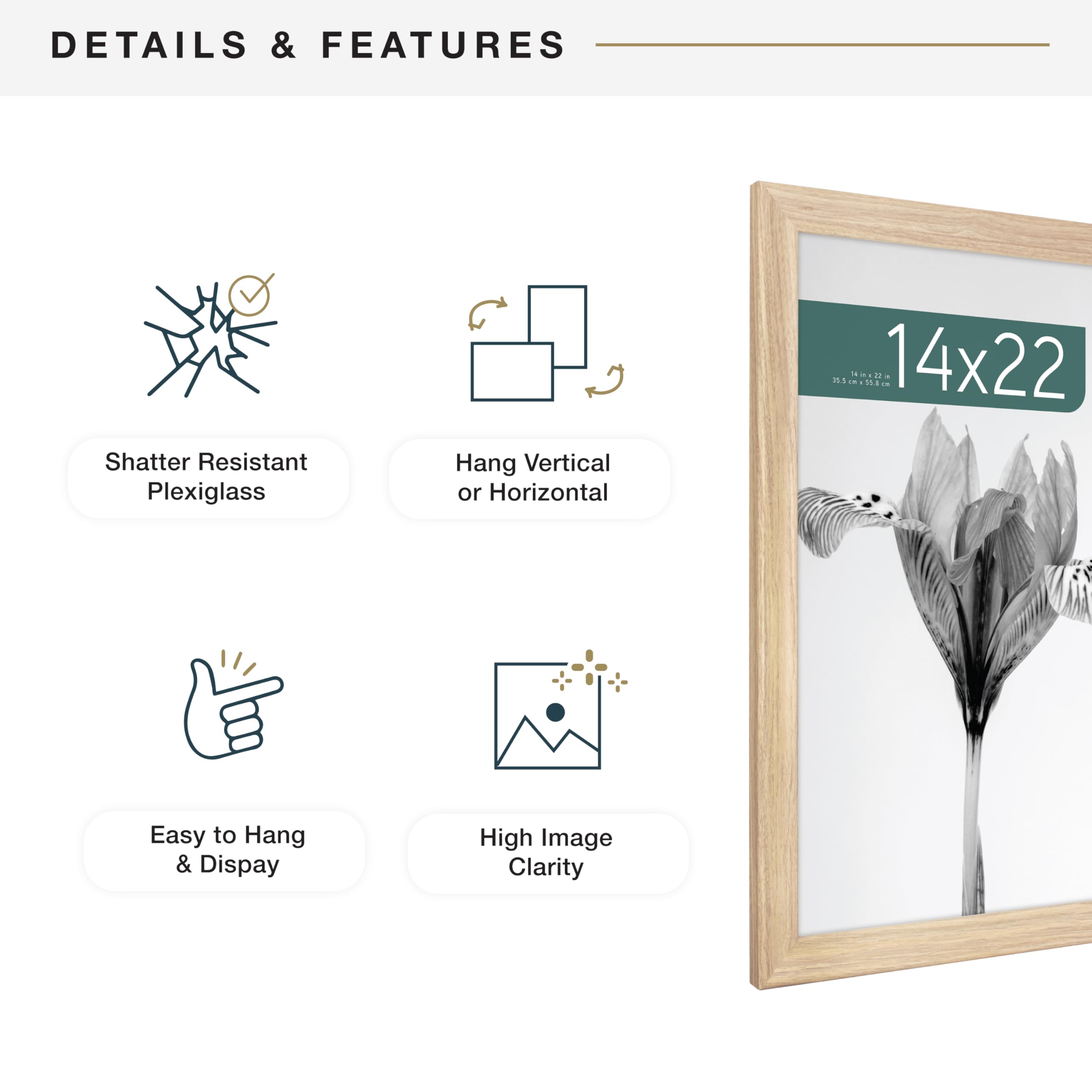 Snapklik.com : MCS Studio Gallery Classic 14x22 Poster Frame Natural ...