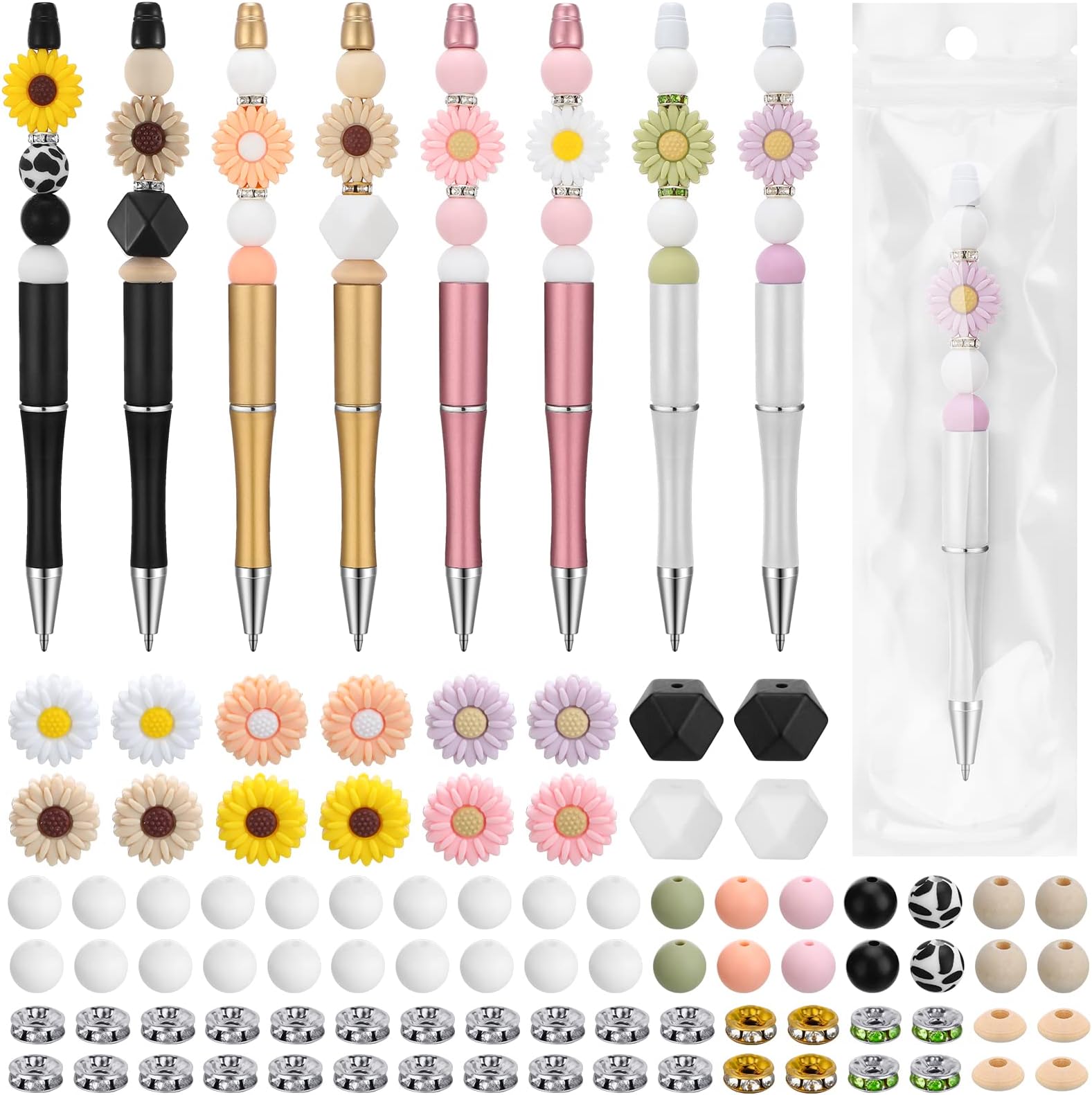 Amazon.com : 16 Pcs Beadable Pens Bead Pens with Many Multicolor Beads ...