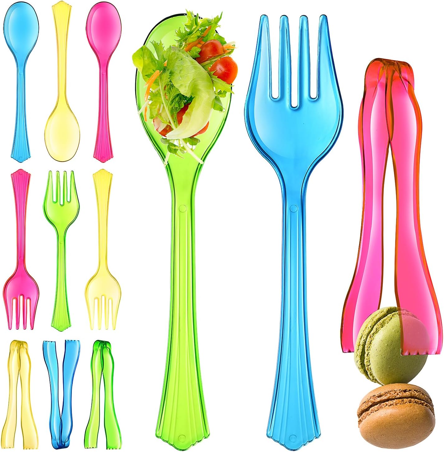 Amazon.com | StarMar Neon 12 Pack Disposable Serving Utensils, 10 ...
