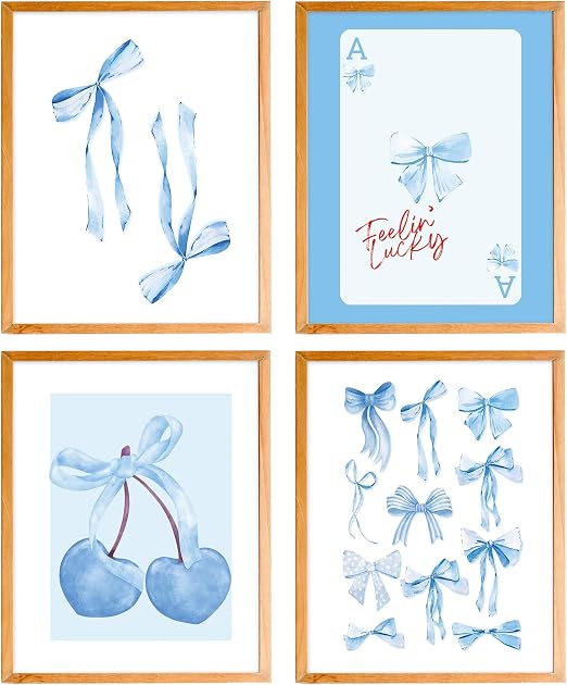 Amazon.com: BearCake Coquette Wall Decor, Blue Preppy Coquette Bow ...