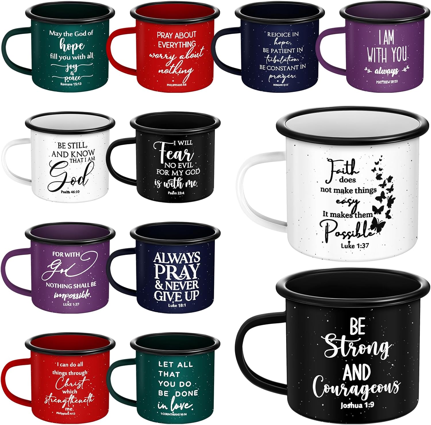 Amazon.com: Mifoci 12 Pcs Christian Enamel Mugs with Handle Christian ...
