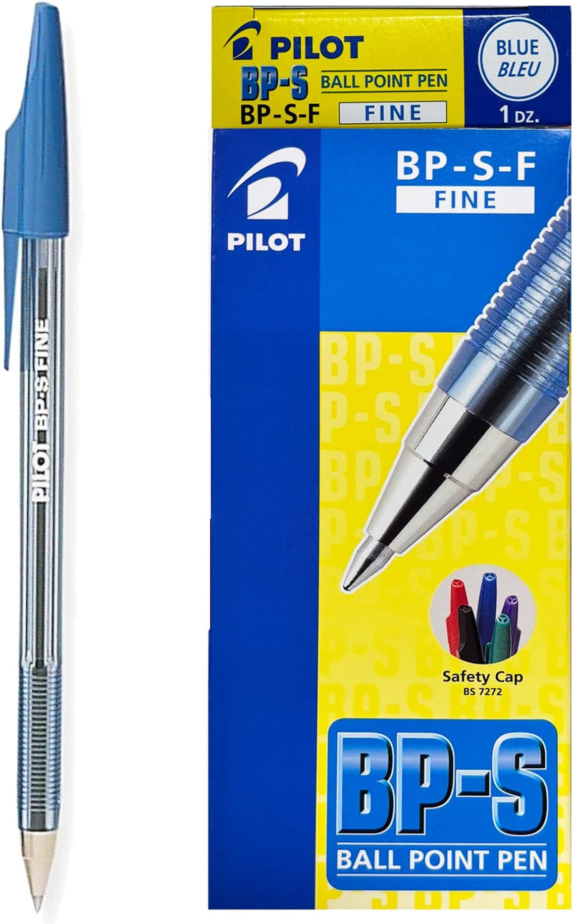 Pilot BP-S Ballpoint Stick Pens, Fine Point, Blue Ink, Dozen Box ...