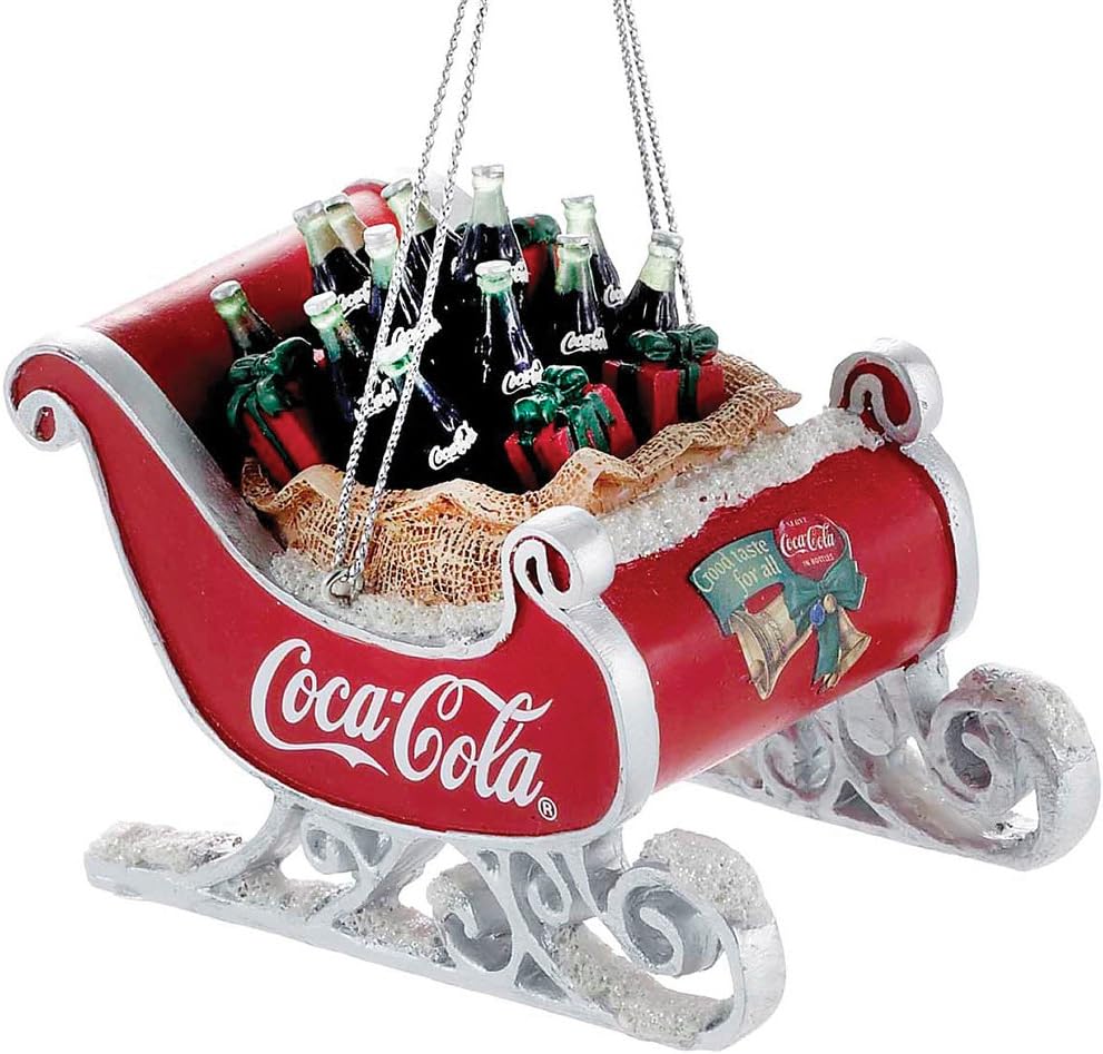 Amazon.com: Coca-Cola Kurt Adler Resin Sleigh with Bottles Ornament # ...