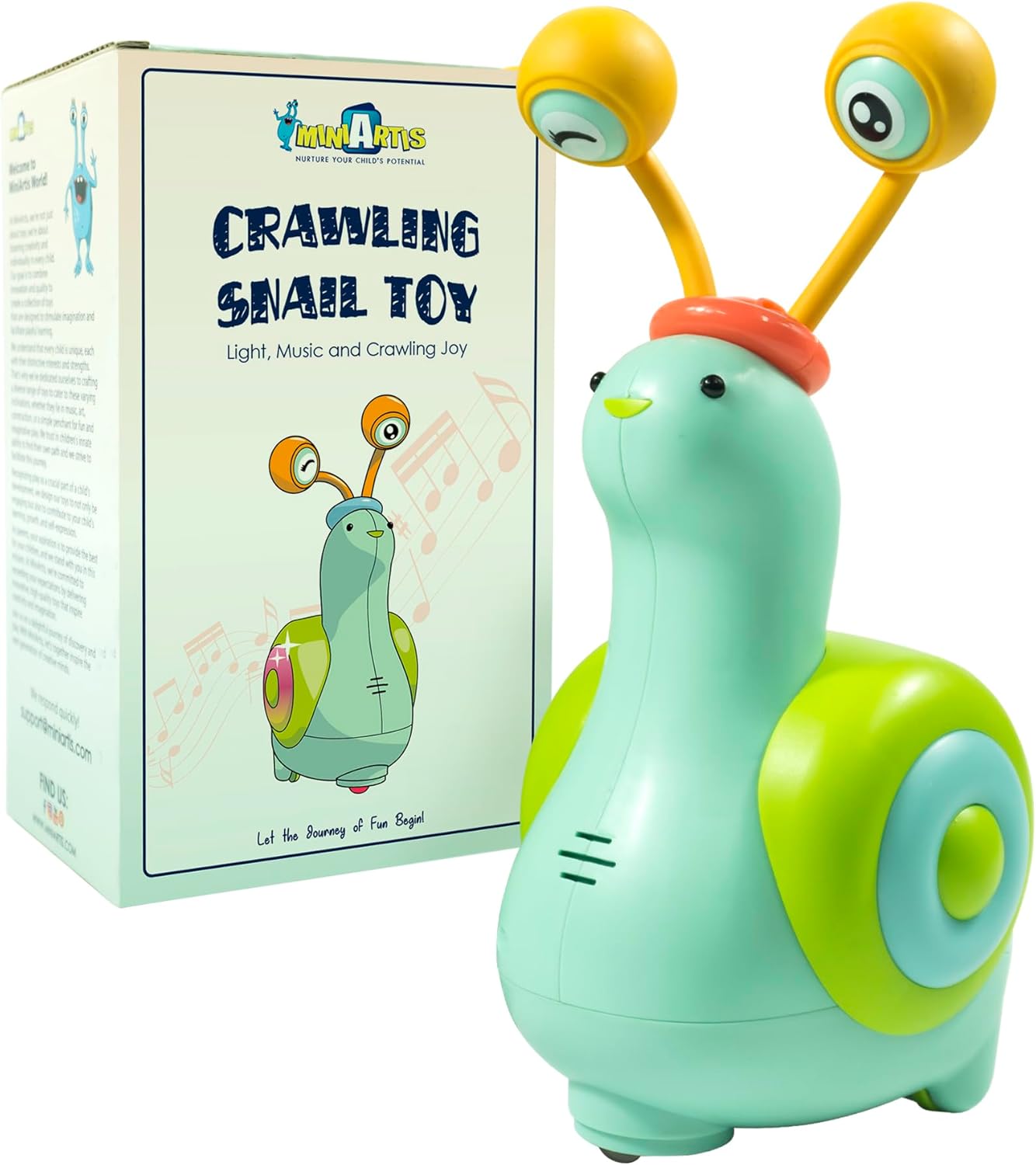 Amazon.com: MINIARTIS Crawling Snail Baby Toys | Tummy Time Babies ...