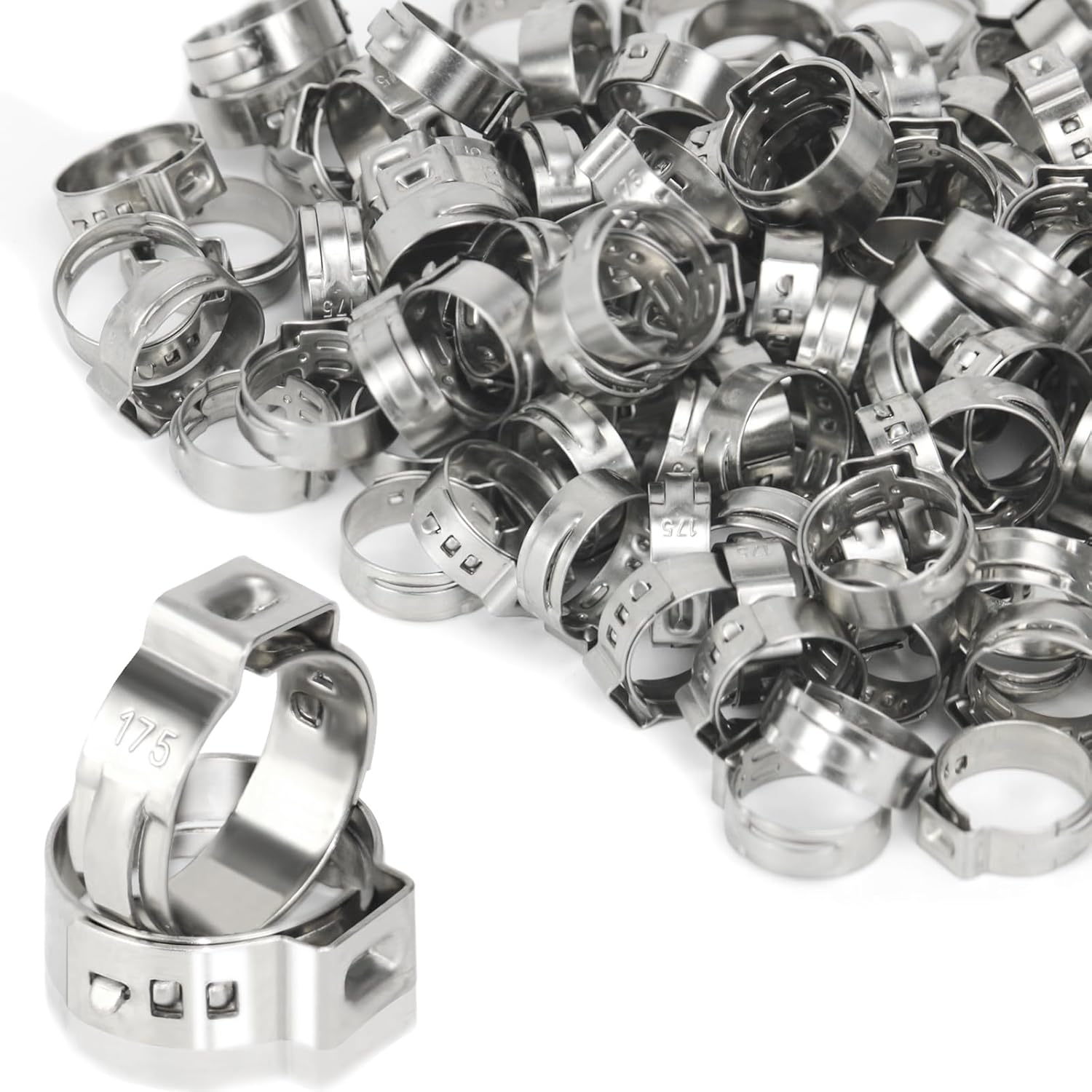 120Pcs PEX Cinch Clamps Rings,1/2 Inch Pex Crimp Ring,Single Ear Hose ...