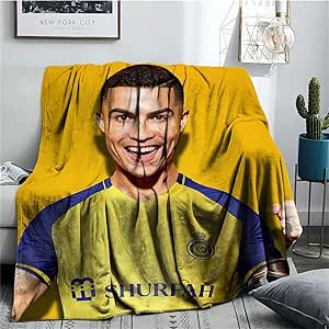 BY-CAN Cristiano Ronaldo Warm Flannel Bed Blanket,Al-NASSR FC Cozy Plush Throw Blanket ...