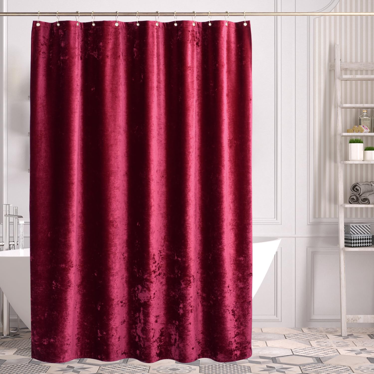 Amazon.com: TAMGHO Red Shower Curtain for Bathroom, Luxury Crushed ...