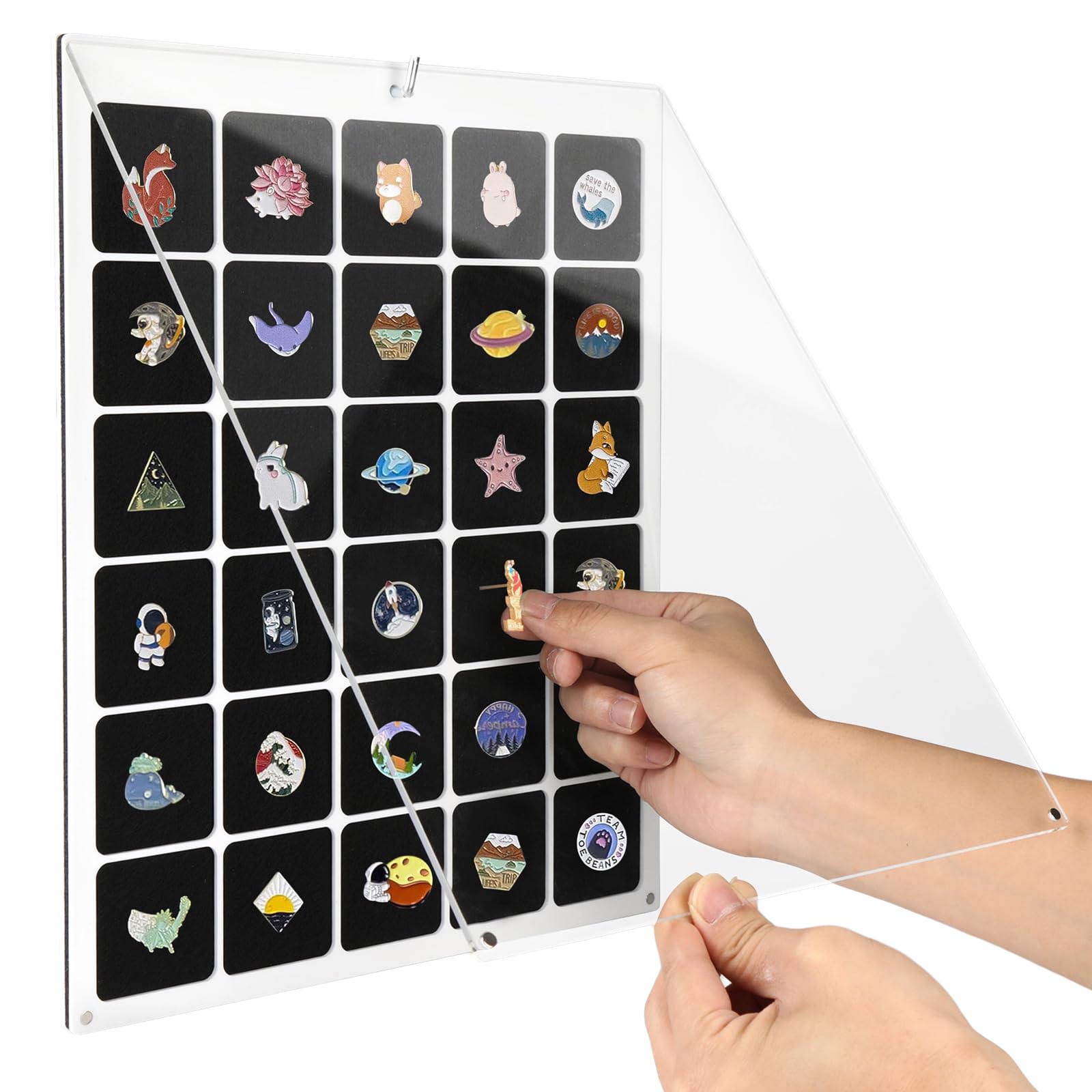 Amazon.com: Clear Acrylic Pin Display Case, 30 Grids Pin Collection ...