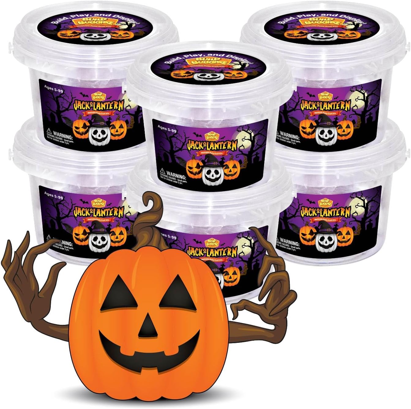 Amazon.com: Build Buddiez Jack-O-Lantern Craft Kit 6 Pack – Build, Play ...