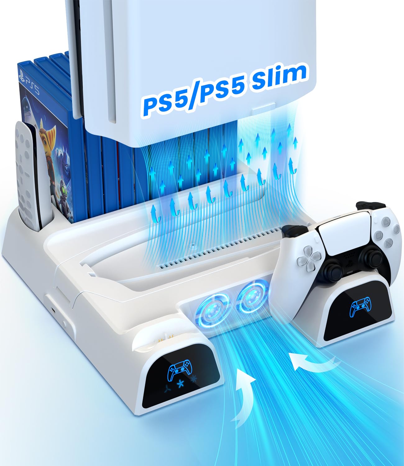 PS5 Slim Stand with 2 Cooling Fan, Dual Fast PS5 Philippines | Ubuy
