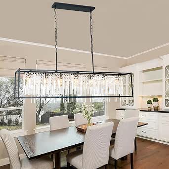 Arotikee Modern Rectangular Crystal Chandelier, 51 inch Square ...