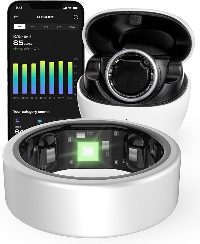 Amazon.com: QALO QRNT Smart Ring Health Tracker for Men & Women - Matte ...