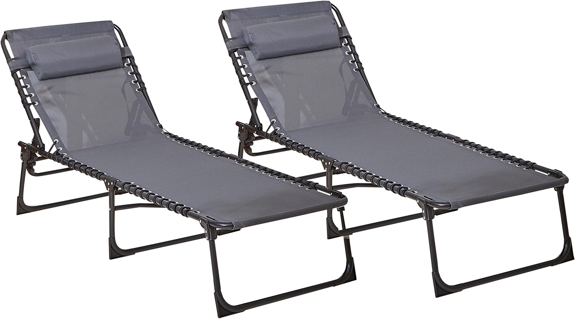 Neo Pair of Outdoor Portable Lightweight Sun Lounger Sunbed Folding ...
