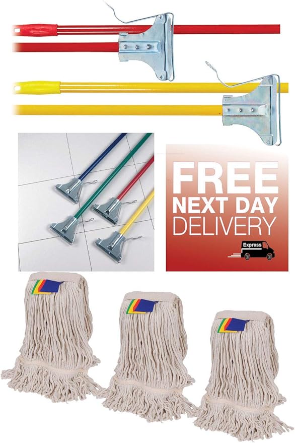 PDL Kentucky MOP Handle Colour Coded Steel Holder C/W 3 X 120Z Kentucky MOP Heads : Amazon.co.uk ...
