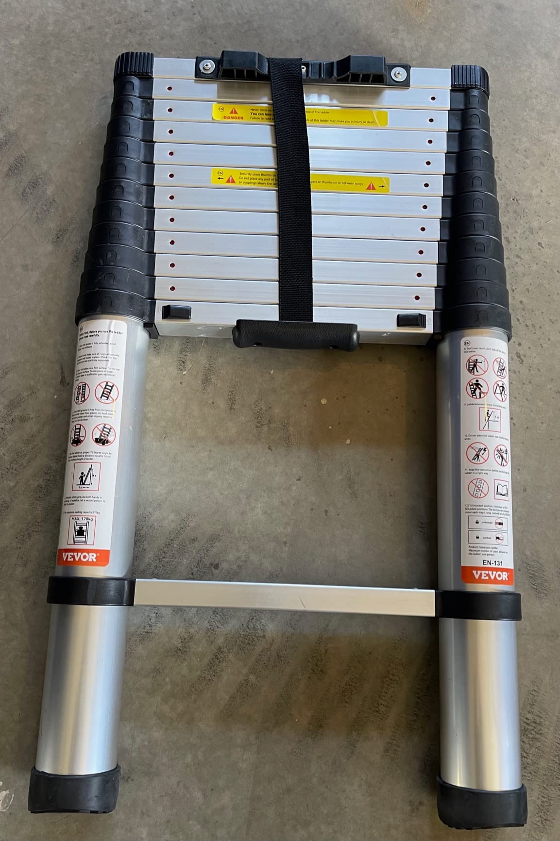 $14/mo - Finance VEVOR Telescoping Ladder, 12.5 FT Aluminum One-Button ...