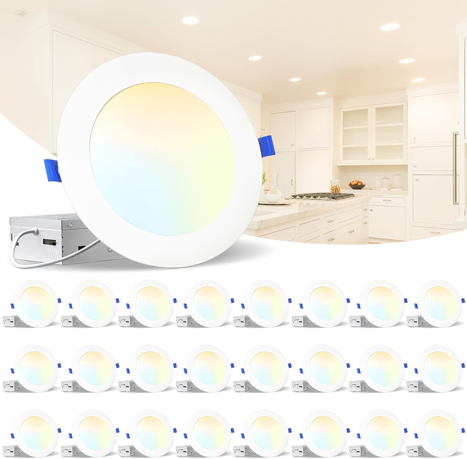 Amazon.com: LEDIARY 24 Pack 5CCT LED Recessed Lighting 6 Inch with ...