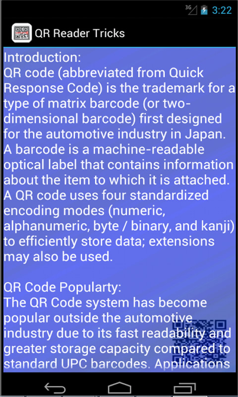 Aplicación QR Reader Tricks en Amazon Appstore