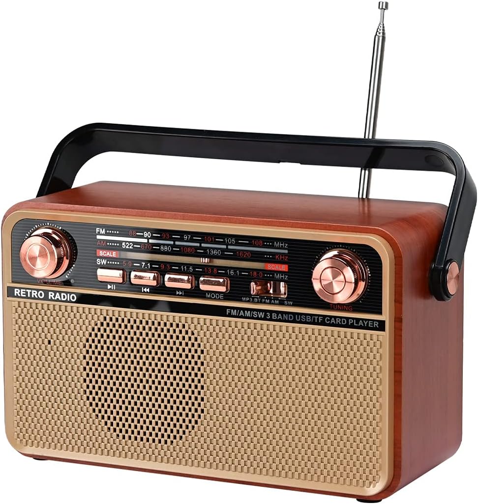 PRUNUS J-110 AM/FM/SW Retro Radio mit Bluetooth, Nostalgie Radio mit 3 ...