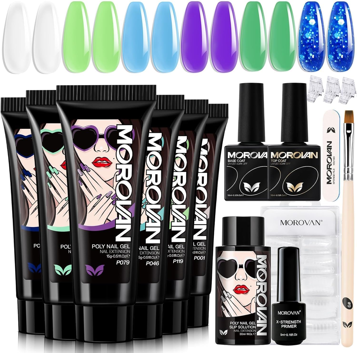 Morovan Poly Gel Nail Kit - 6 Colors Poly Extension Gel Trendy Poly ...