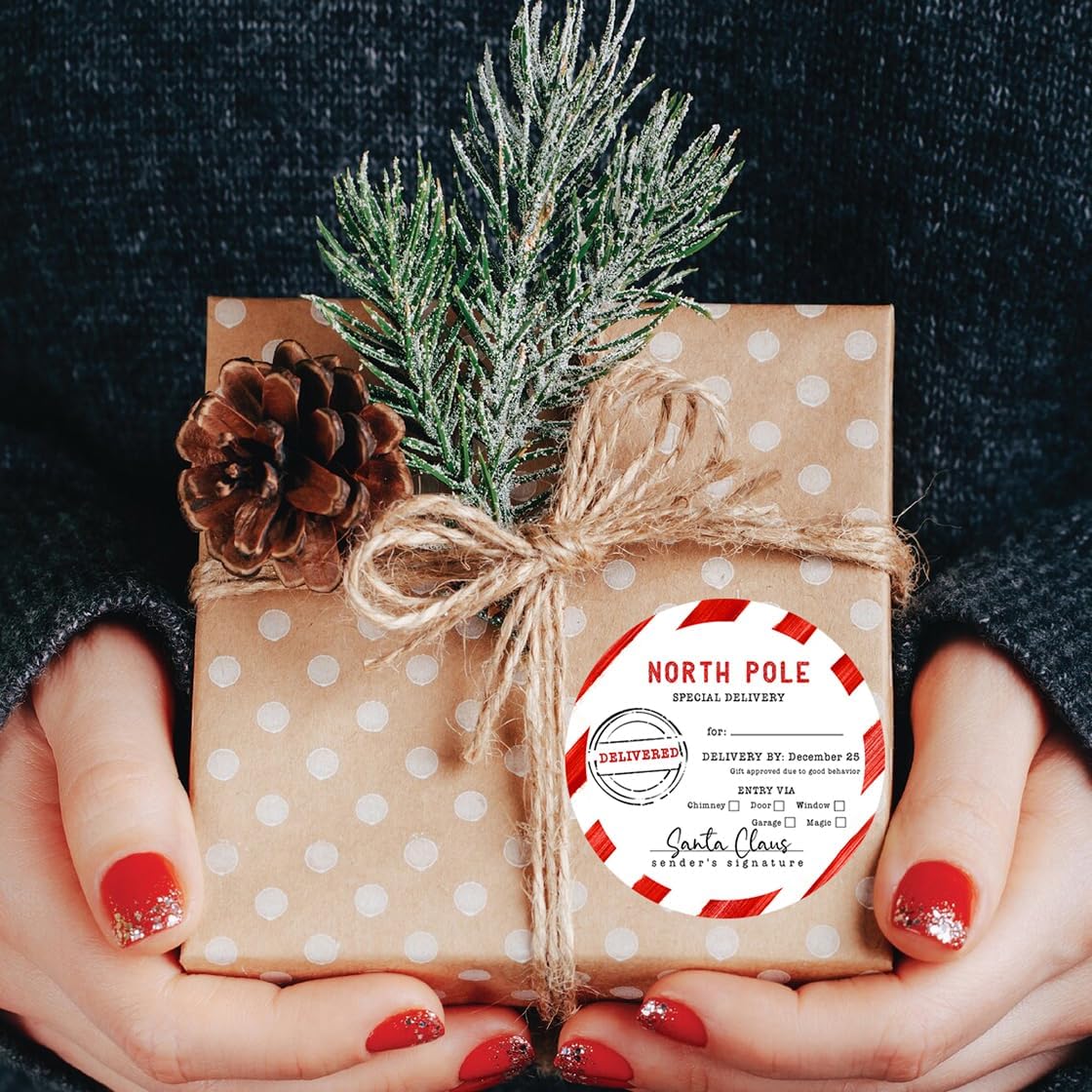 Amazon.com: North Pole Christmas Stickers from Santa for Gifts ...