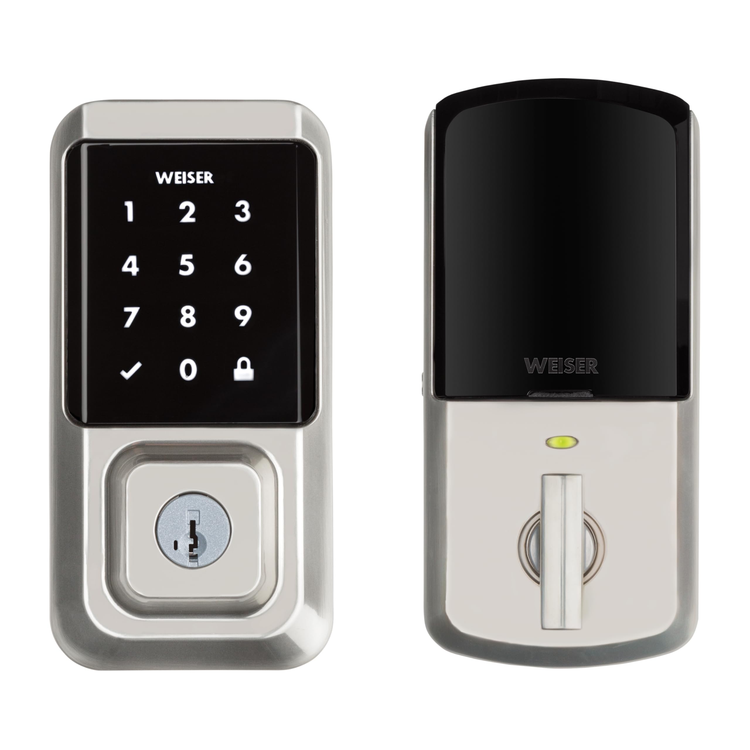 Weiser Halo Satin Nickel WiFi Smart Lock, Keyless Entry Door Lock, Touchscreen Keypad Door Lock ...