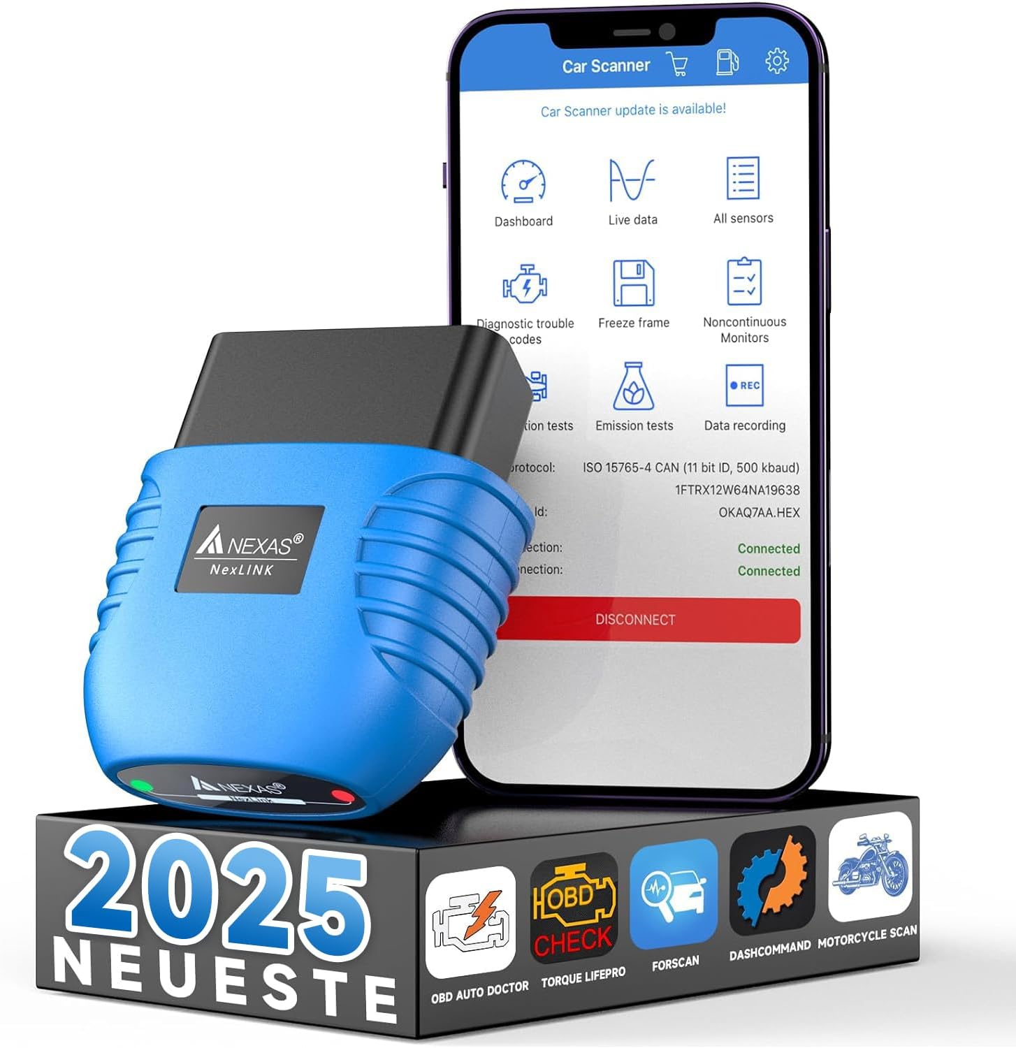 Neues EXZA HHOBD (2. Gen.) - Intelligentes OBD2 Wi-Fi Diagnosegerät für ...