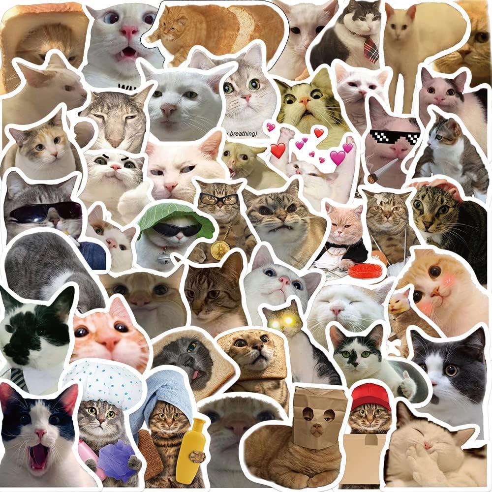 Amazon.com: Cute Cat Stickers Pack 50PCS, Kawaii Animal Stickers for ...