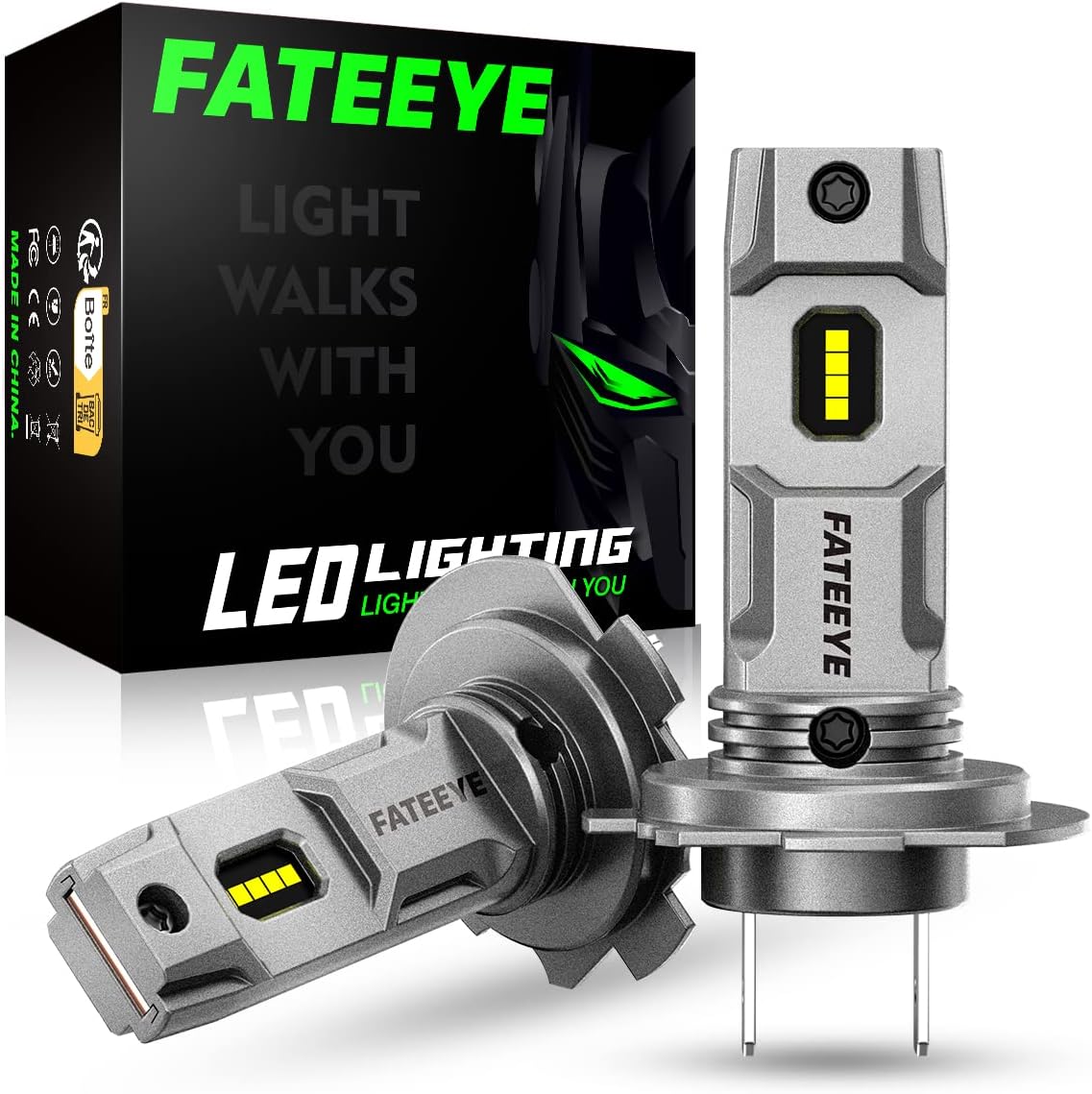 NIGHTEYE H7 LED Headlight Bulb, 60W 12000LM H7 LED Headlights ...