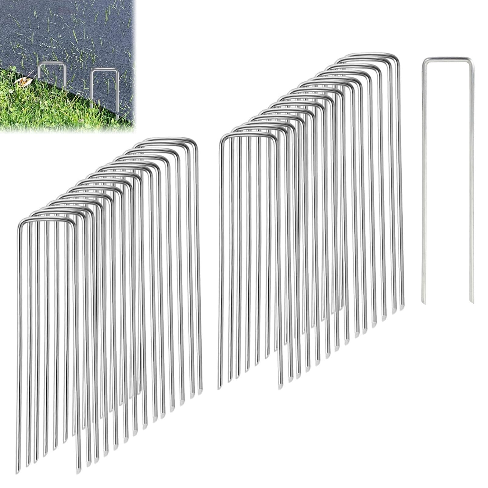Weed Membrane Pegs, Garden Pegs, Strong U-Shaped Garden Stakes, 6 in ...