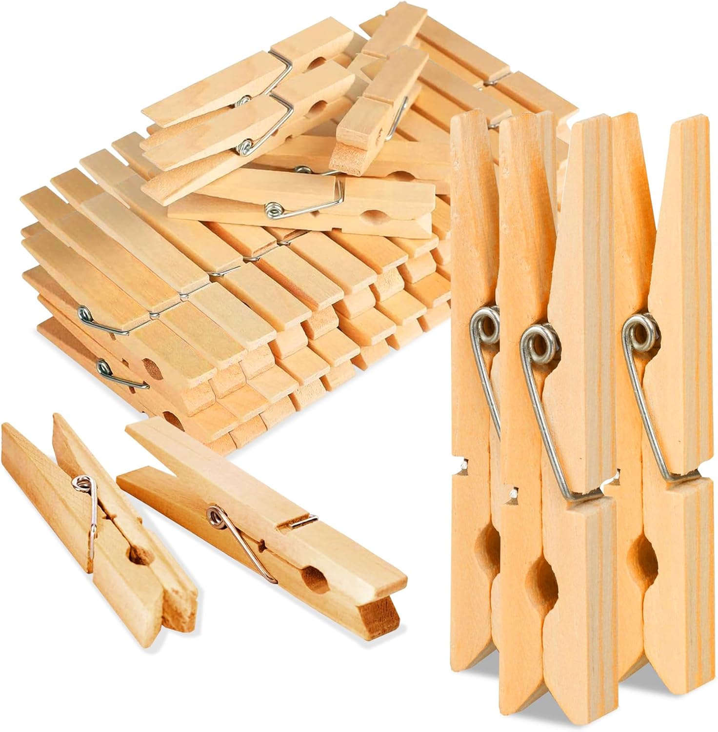 G4GADGET Wooden Clothes Pegs – 60 Pack Strong Laundry Pegs for Washing ...