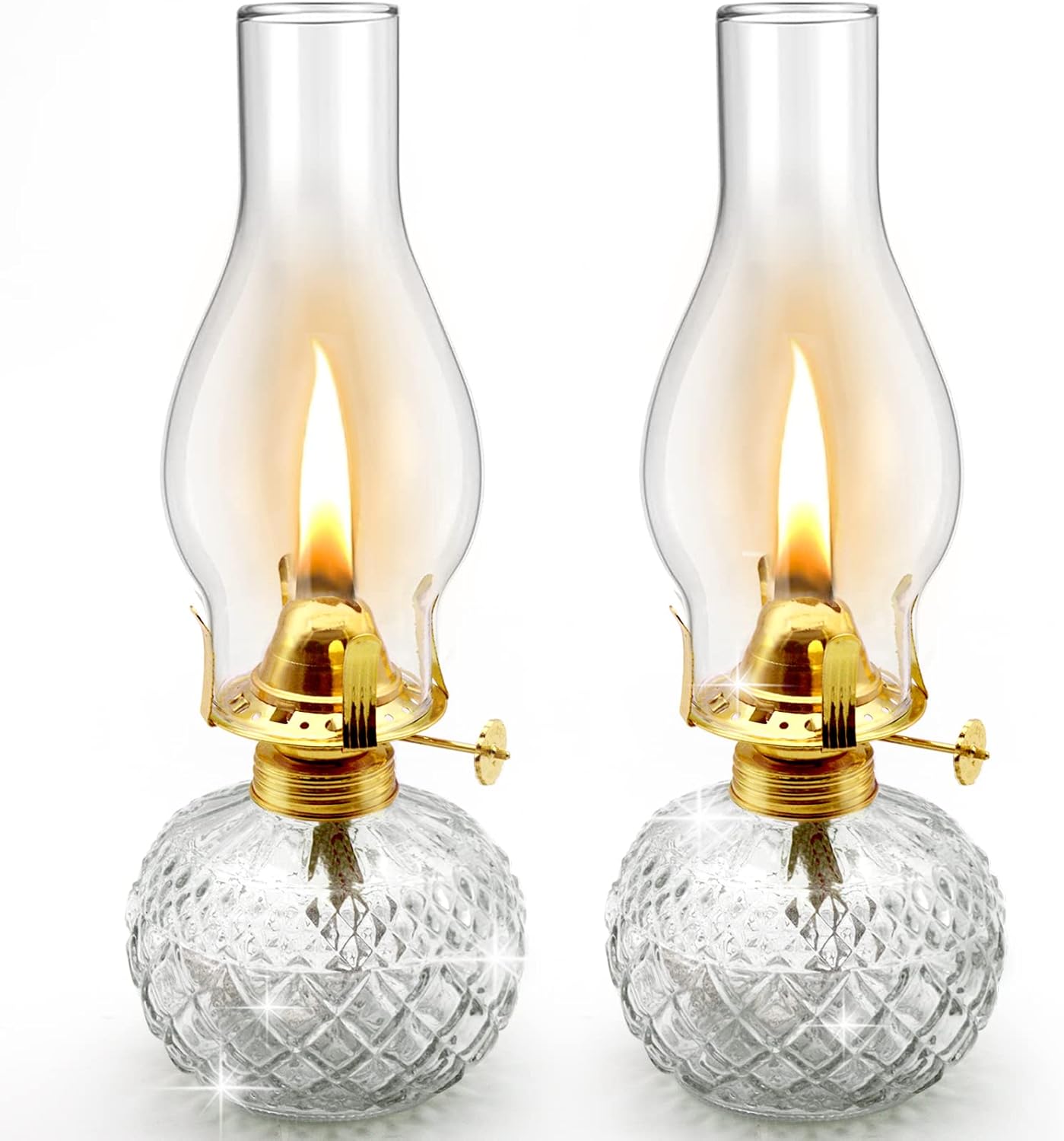 Amazon.com: CHNLML 2 Pieces Large Chamber Oil Lamps, Glass Clear ...