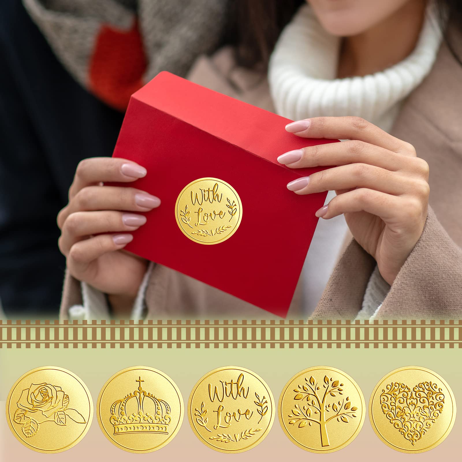 Snapklik.com : 500 Pieces Gold Embossed Envelope Seals Stickers ...