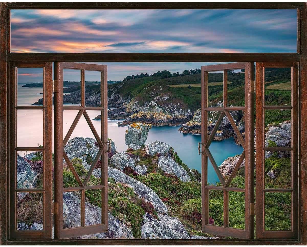 Amazon.com: Coastline Beautiful Scenery Window Murals for Wall,Ancient ...